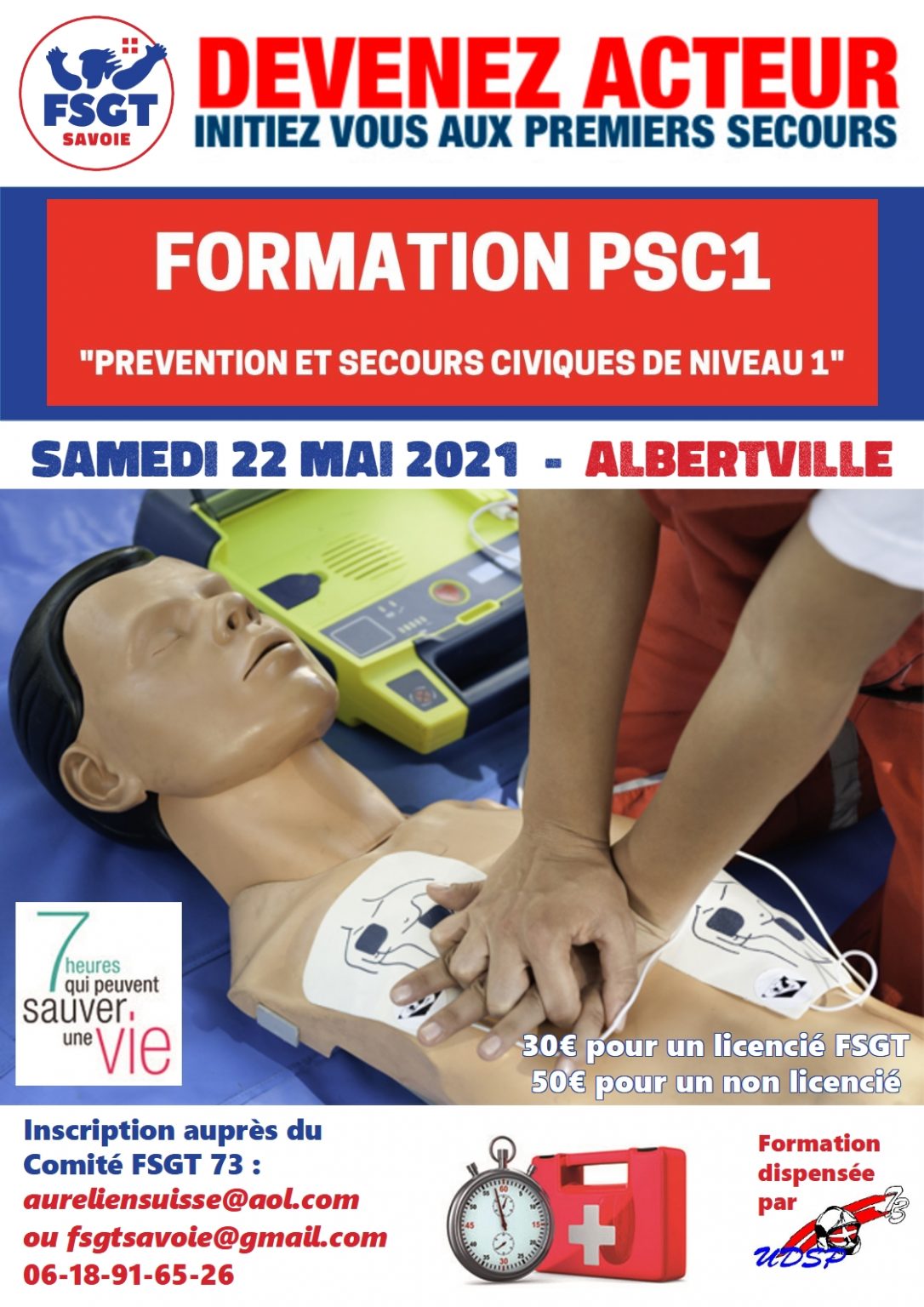 Formation premiers secours PSC1 à Albertville - FSGT